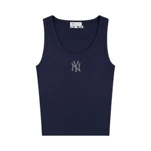 SPORTY & RICH Cropped Tank With Embellished Logo - Blue