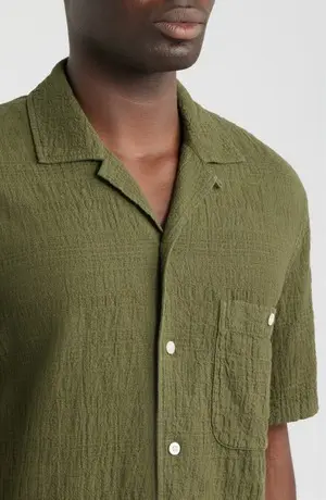 Madewell Cotton And Linen Slub Camp Shirt - Olive Drab