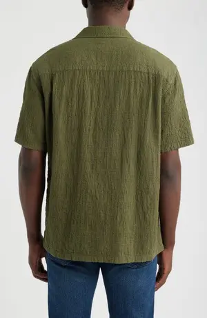 Madewell Cotton And Linen Slub Camp Shirt - Olive Drab