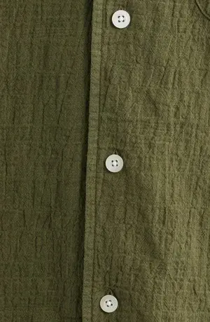 Madewell Cotton And Linen Slub Camp Shirt - Olive Drab