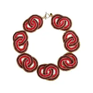 ILIANA ARRAZOLA Beaded Necklace With Bronze And Pewter Elements - Red/gold/silver