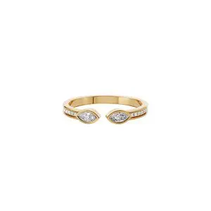 AYA FINE JEWELRY Hazel Marquise-cut Lab Grown Diamond Pave Open Ring - Yellow
