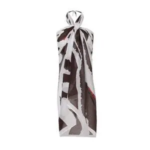 DHARA SHETH, DUBAI Black / White Into The Wild Zebra Animal Print Resort Halter-style Sarong - Black/white