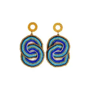 ILIANA ARRAZOLA Blue / Silver / Gold Crisscrossed Circle Earrings, Blue And Gold - Blue/silver/gold