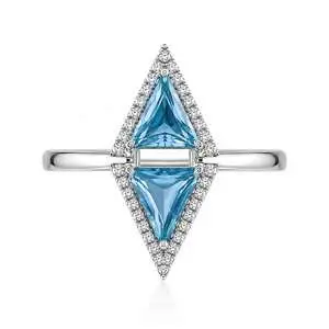 ARTISAN 18k Gold Aquamarine & Diamond Geometric Statement Ring