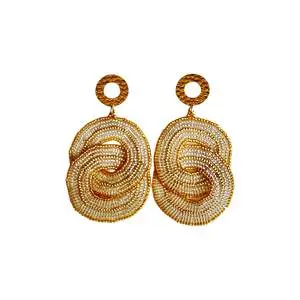 ILIANA ARRAZOLA Gold / Silver Crisscrossed Circle Earrings, Blue - Gold/silver