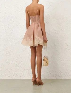 Zimmermann Valiant Lace Trim Mini Dress - Light Pink