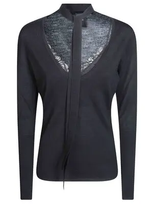 Pinko Soffio Lingerie 100% Wool Sweater - Nero
