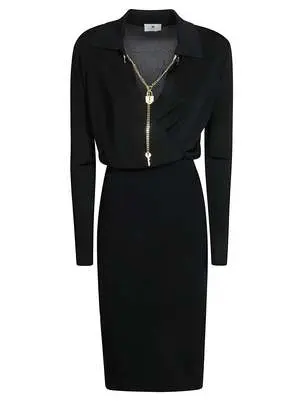 Elisabetta Franchi Sweater Knit Gown - Nero