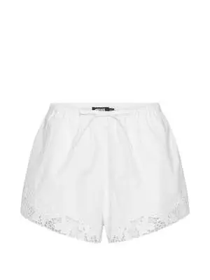 ROTATE BY BIRGER CHRISTENSEN Floral Lace Cotton Drawstring Mini Shorts - Bianco