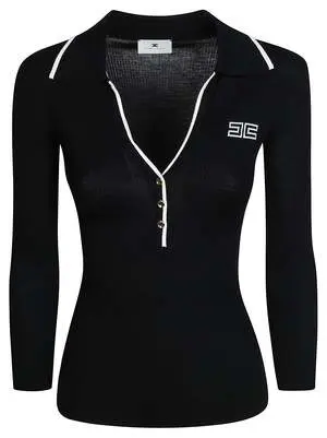 Elisabetta Franchi Knit Polo Sweater - Nero