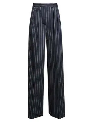 Max Mara Chalk-stripe Straight-leg Pants - Blu