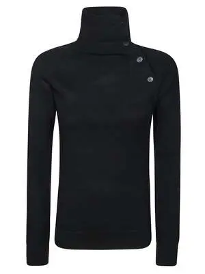 DONDUP Slim Fit Mock Neck Polo Sweater In Viscose - Nero