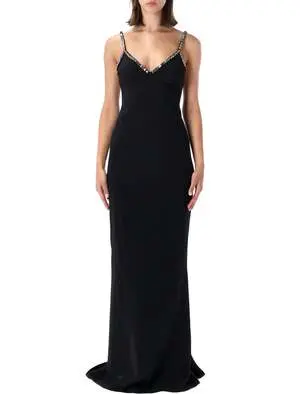 Stella McCartney Viscose Blend Bodycon Dress With Embellished Straps - Nero