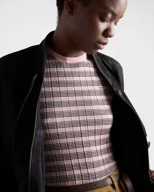 Prada Short-sleeved Striped Cashmere And Silk Sweater