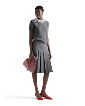 Prada Pleated Skirt With Patch Pockets - Grey
