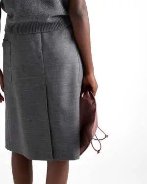 Prada Pleated Skirt With Patch Pockets - Grey