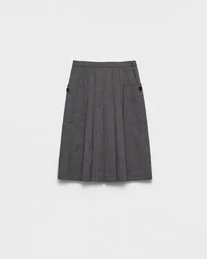 Prada Rush Stitch Pleated Skirt - Slate Gray