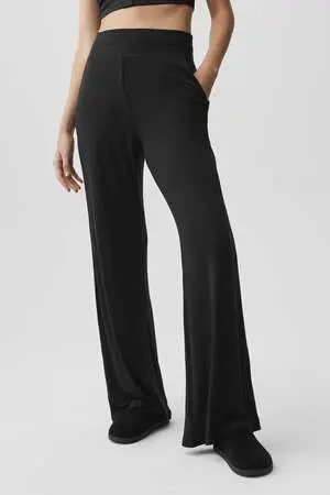 Alo Yoga Semi-sheer Delicate Lounge Flare Pants - Black