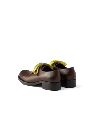 Prada Antiqued Leather Lace-up Shoes - Brown