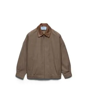 Prada Houndstooth Wool Blouson Jacket - Brown