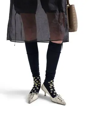 Prada Embroidered Over-the-knee Socks - Blue