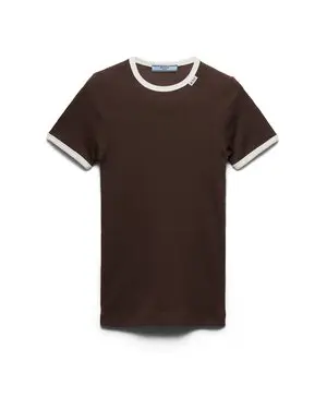 Prada Ribbed Knit Crew Neck Short Sleeve Top
