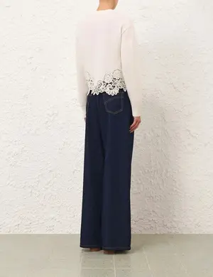 Zimmermann Valiant Merino Lace Sweater - White