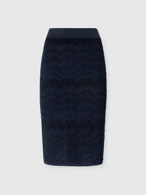 Missoni Chevron Wool And Viscose Mini Skirt - Navy Blue