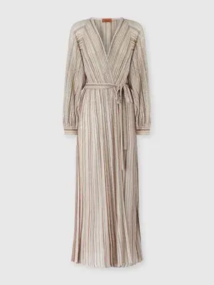 Missoni Long Ribbed Cardigan With Belt And Sequins