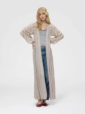Missoni Long Ribbed Cardigan With Belt And Sequins