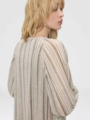 Missoni Long Ribbed Cardigan With Belt And Sequins