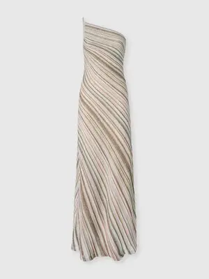 Missoni One-shoulder Striped Long Dress With Sequins - Pink