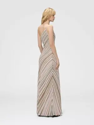 Missoni One-shoulder Striped Long Dress With Sequins