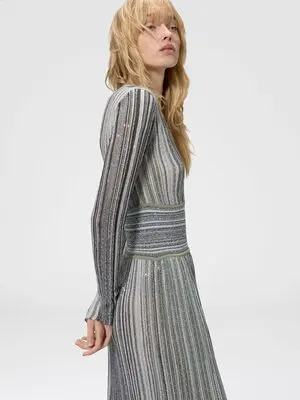 Missoni V-neck Midi Dress With Lamé Detail