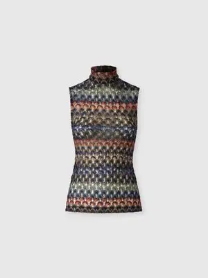 Missoni Sleeveless Viscose Lamé Top With Lace Motif - Multicoloured