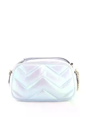 Gucci Gg Marmont Chevron Iridescent Leather Small Shoulder Bag - Blue