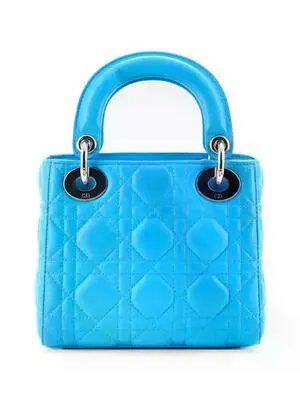 Dior Lady Cannage Quilt Lambskin Mini Satchel - Blue