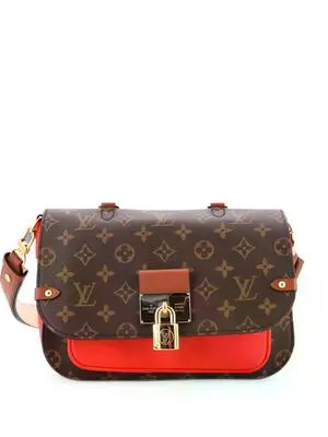 LOUIS VUITTON Vaugirard Handbag Monogram Canvas With Leather Satchel - Red