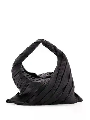 Bottega Veneta Hop Striped Leather And Suede Large Hobo Bag - Black