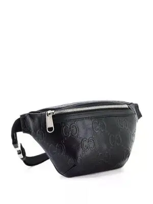 Gucci Gg Embossed Perforated Leather Small Belt Bag - Black