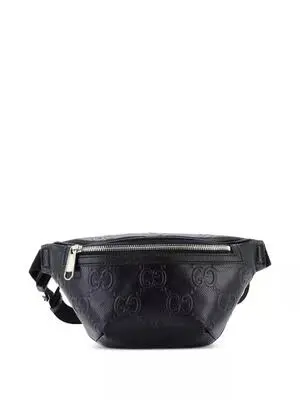 Gucci Gg Embossed Perforated Leather Small Belt Bag - Black