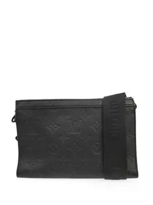 LOUIS VUITTON 2010-2020s Monogram Shadow Gaston Shoulder Bag - Black