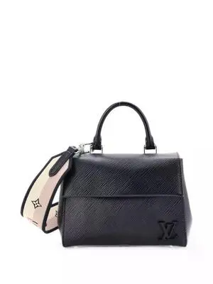 LOUIS VUITTON Cluny Epi Leather Mini Satchel With Monogram Strap - Black