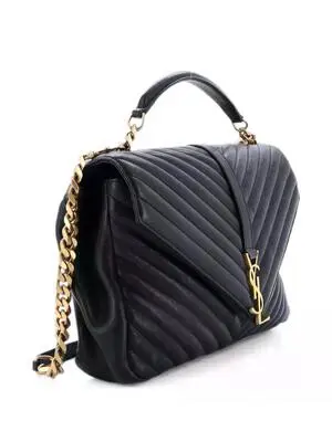 Saint Laurent Matelassé Chevron Leather Shoulder Bag - Black