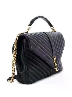 Saint Laurent Matelassé Chevron Leather Shoulder Bag - Black
