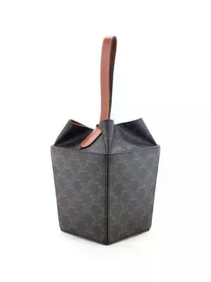 Celine Strap Box Top Handle Bag Triomphe Coated Canvas Satchel