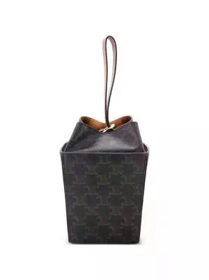 Celine Strap Box Top Handle Bag Triomphe Coated Canvas Satchel - Brown