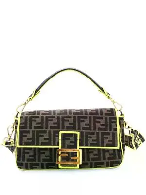 Fendi Baguette Nm Bag Zucca Canvas Medium Shoulder Bag - Yellow