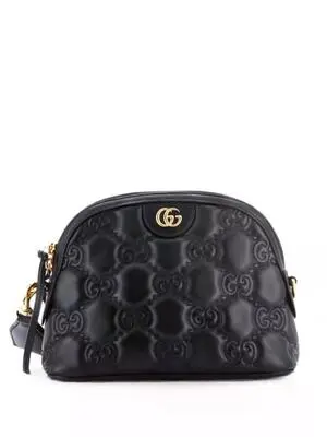 Gucci Dome Chain Zip Gg Matelasse Leather Small Shoulder Bag - Black